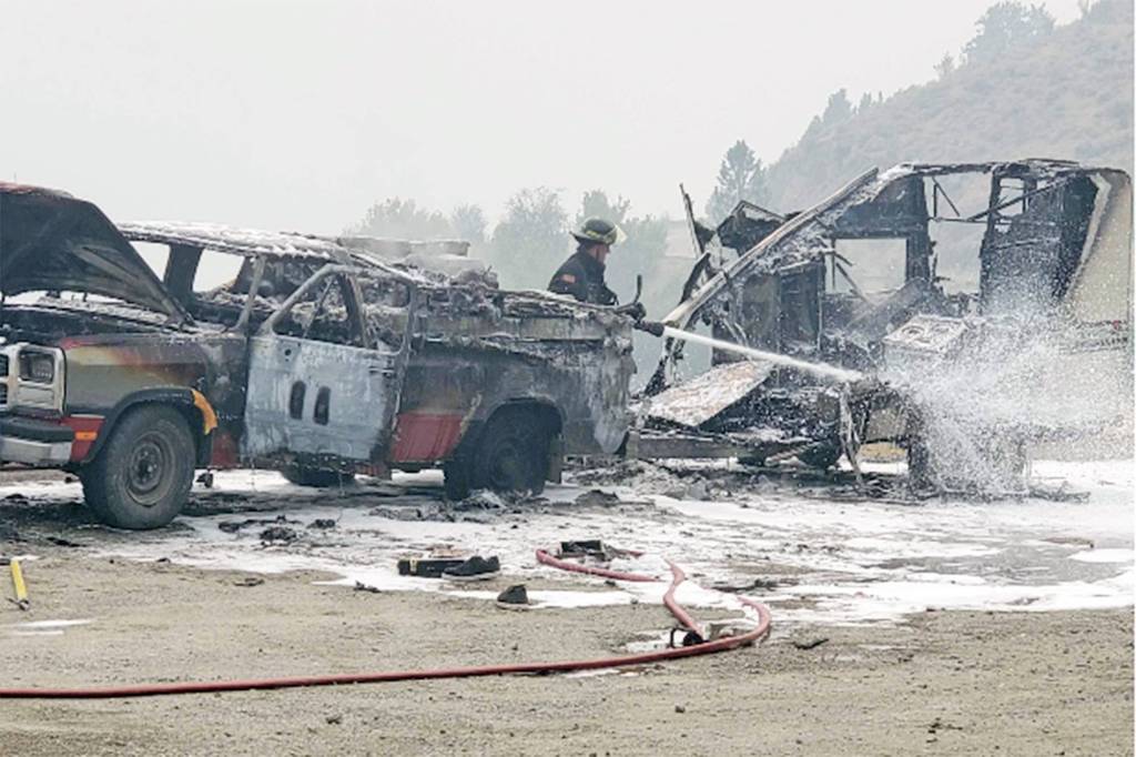 UPDATE: Vehicle fire ignites brush blaze along Highway 97 south of ...