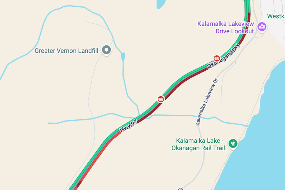 Car hits barrier in Hwy 97 chain reaction crash outside Vernon ...